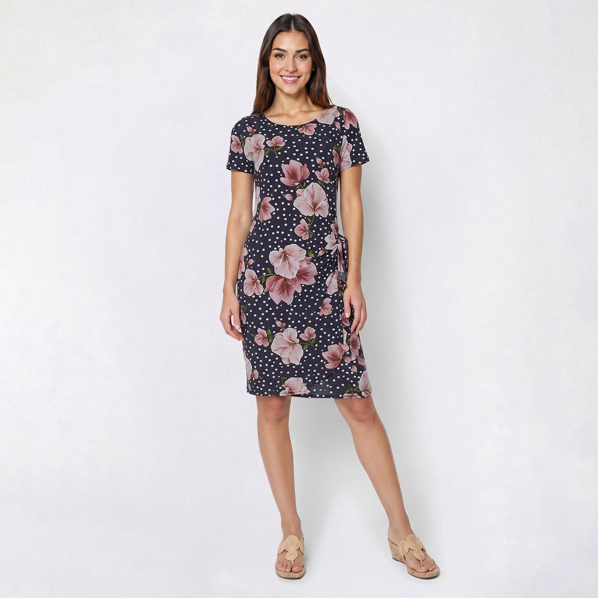 Click here for Womens Robbie Bee Short Sleeve Floral Dot Sarong S... prices